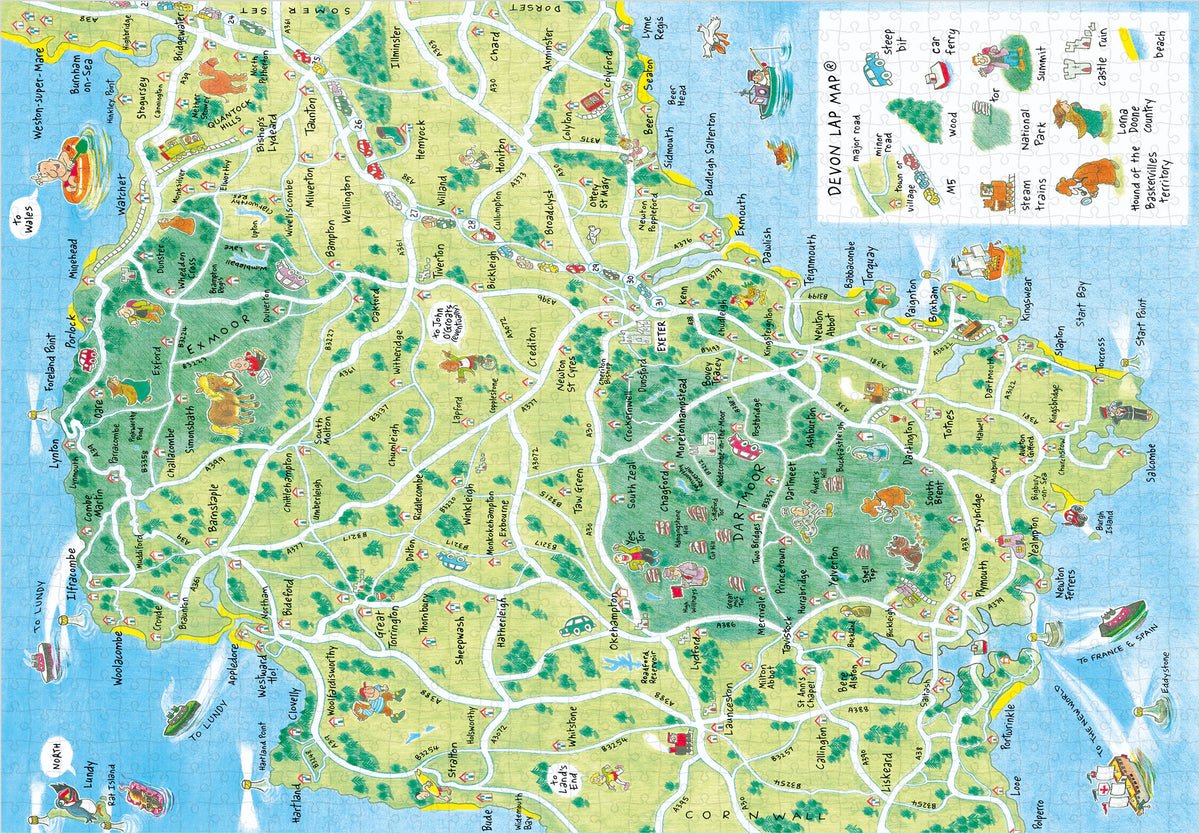 Devon Lap Map 1,000 Piece Deluxe Jigsaw – Great Stuff from Cardtoons