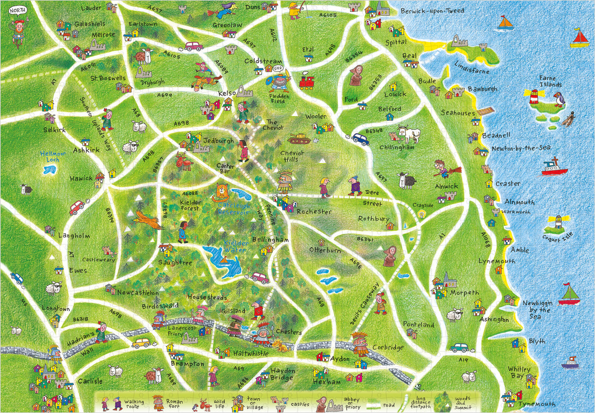 Northumberland & Borders Lap Map 1,000 Piece Deluxe Jigsaw – Great ...