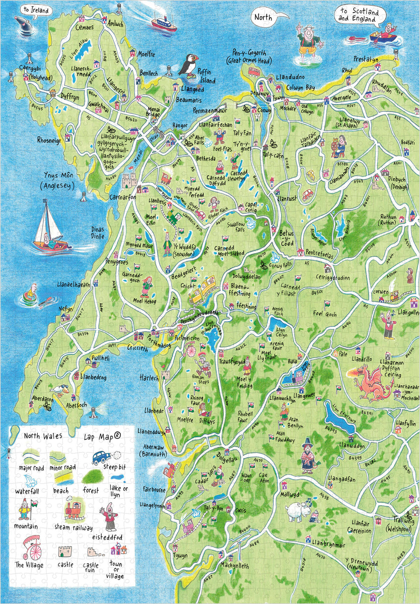 North Wales Lap Map 1,000 Piece Deluxe Jigsaw – Great Stuff from Cardtoons
