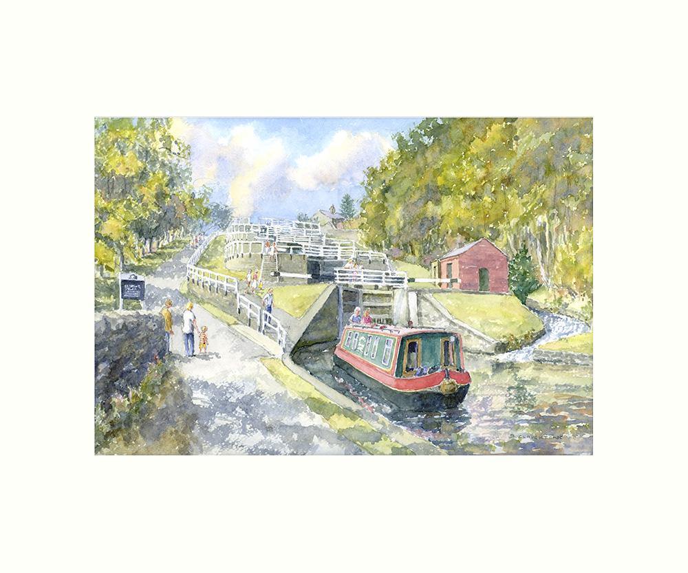Five Rise Locks, Bingley Art Print from Cardtoons – Great Stuff from ...